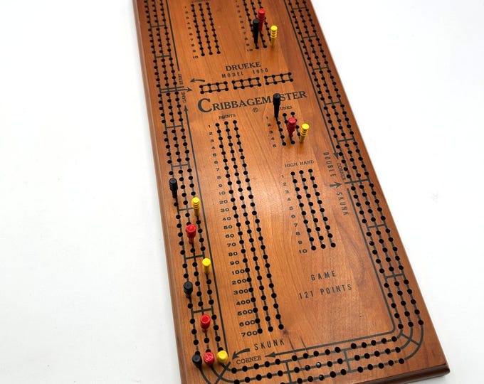 Drueke Cribbage Master Model 1950 Wooden Cribbage Board 3 Player - Etsy