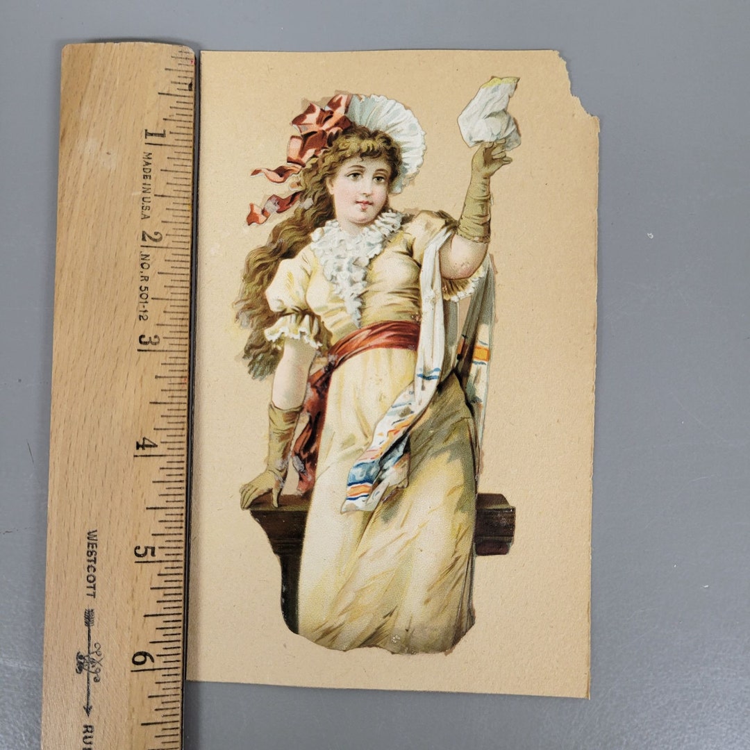 Antique German Embossed Victorian Fashionable Young Lady Die Cut ...