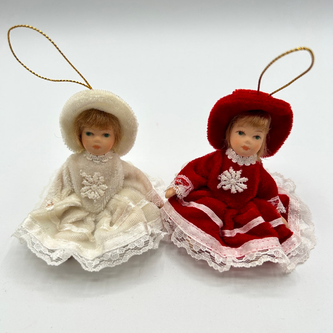 Porcelain Dolls 3 1/2 Tall Little Full Body Jointed Doll Ornaments, Lot ...