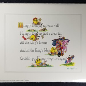 Nursery Rhyme Lithographs Humpty Dumpty Hickory Dickory Dock Little ...