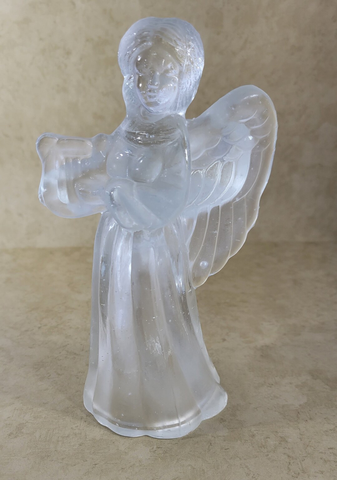 Clear Glass Angel Taper Candle Holder Elegant Molded Design Vintage 6. ...
