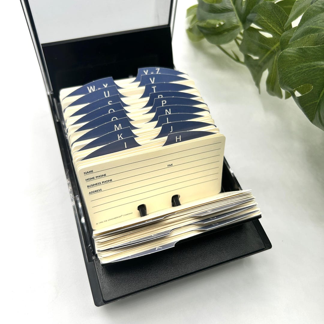 Rolodex Address Card Index File, Desk Organizer With Blank Cards ...