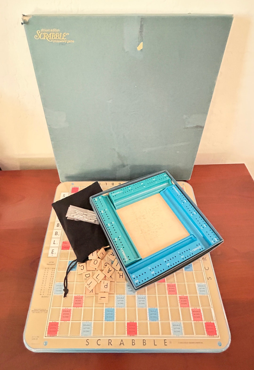 Scrabble Rotating Turntable Deluxe Scrabble Crossword Game Wood Tiles ...