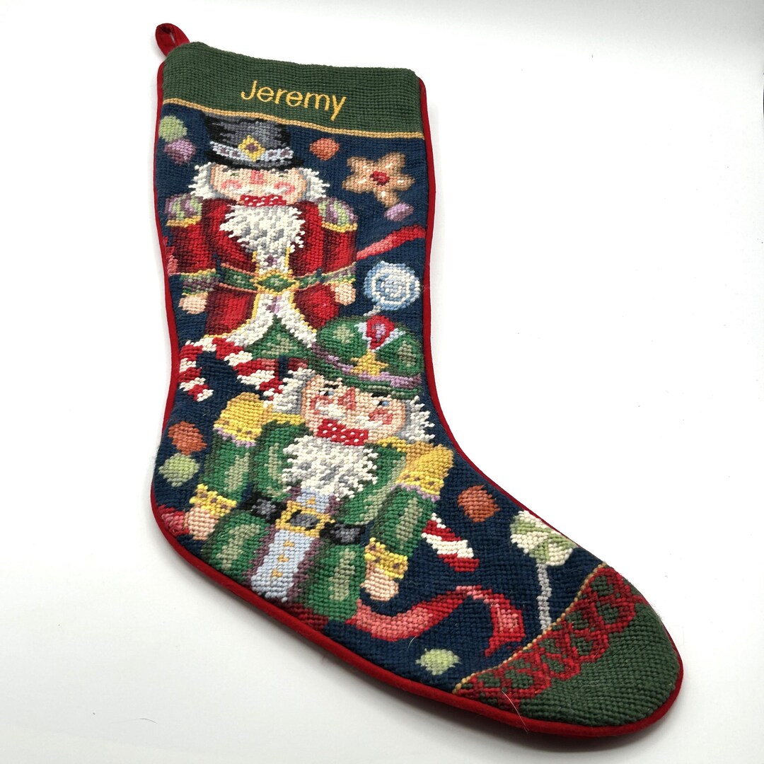 Needlepoint Nutcrackers Christmas Holiday Stocking Vintage JEREMY - Etsy