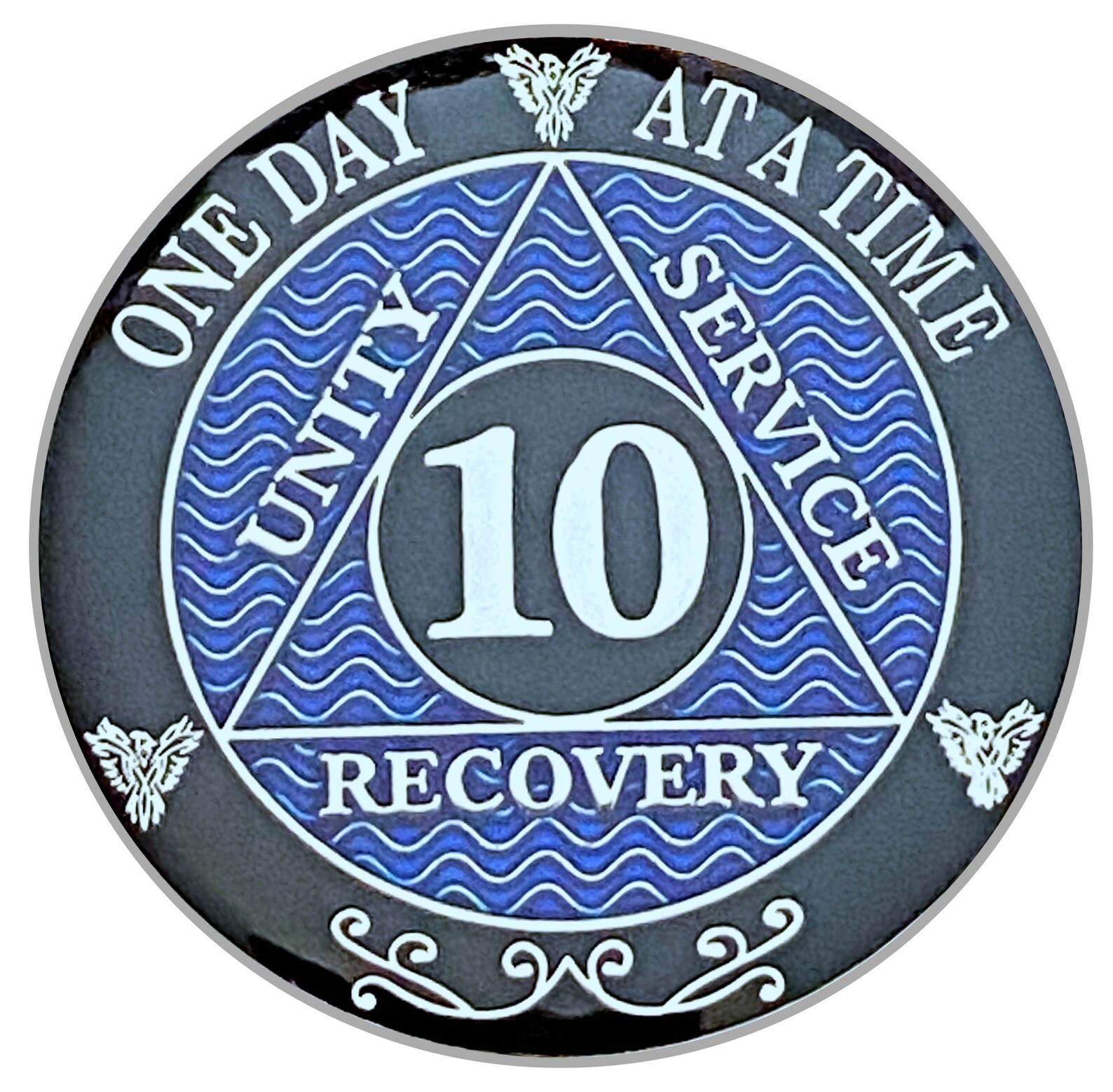 10 Year AA Coin Silver Color Plated Medallion Recovery Chip | Etsy