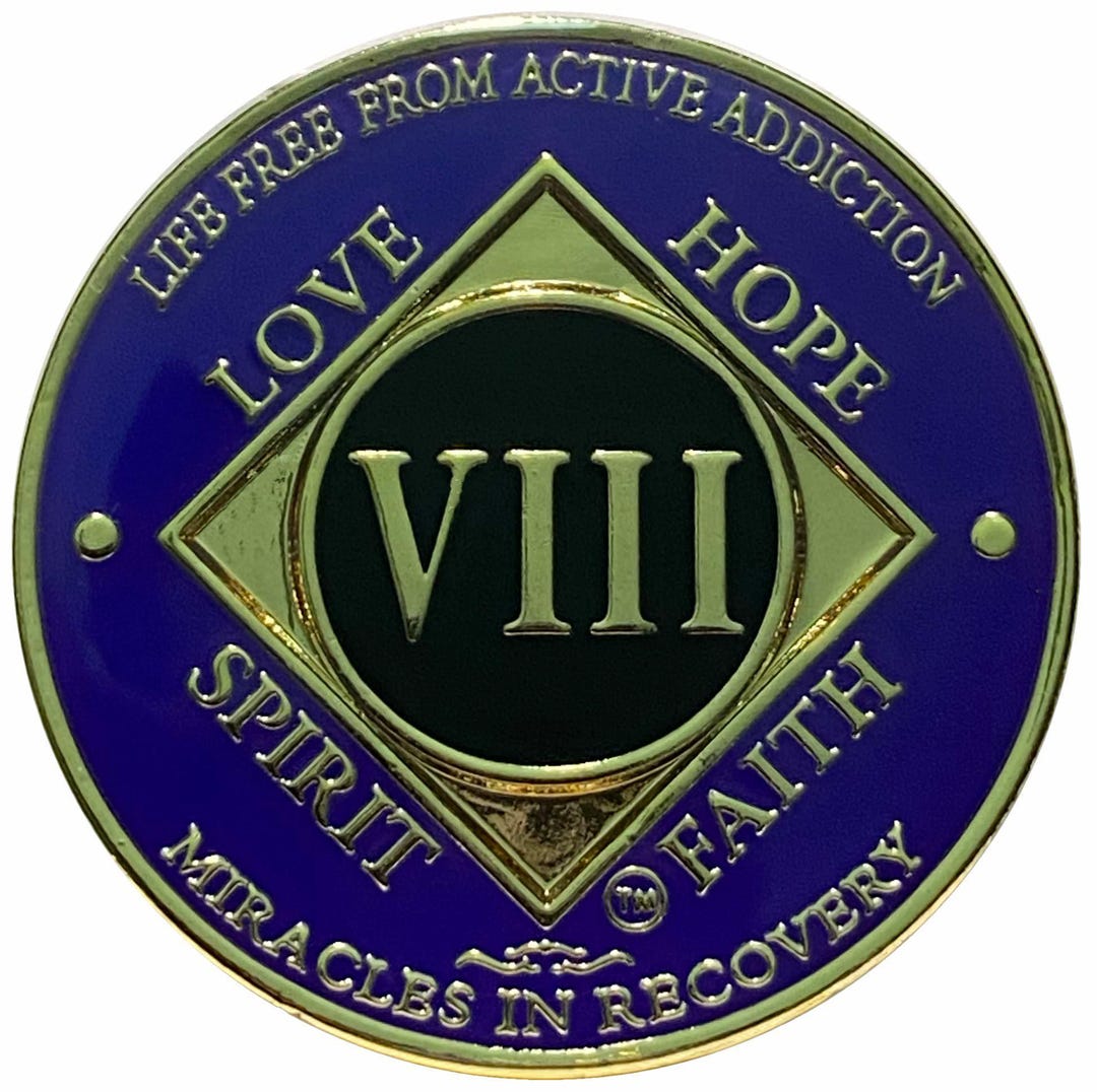 NA 8 Year Medallion: Golden Narcotics Anonymous Recovery Token - Etsy