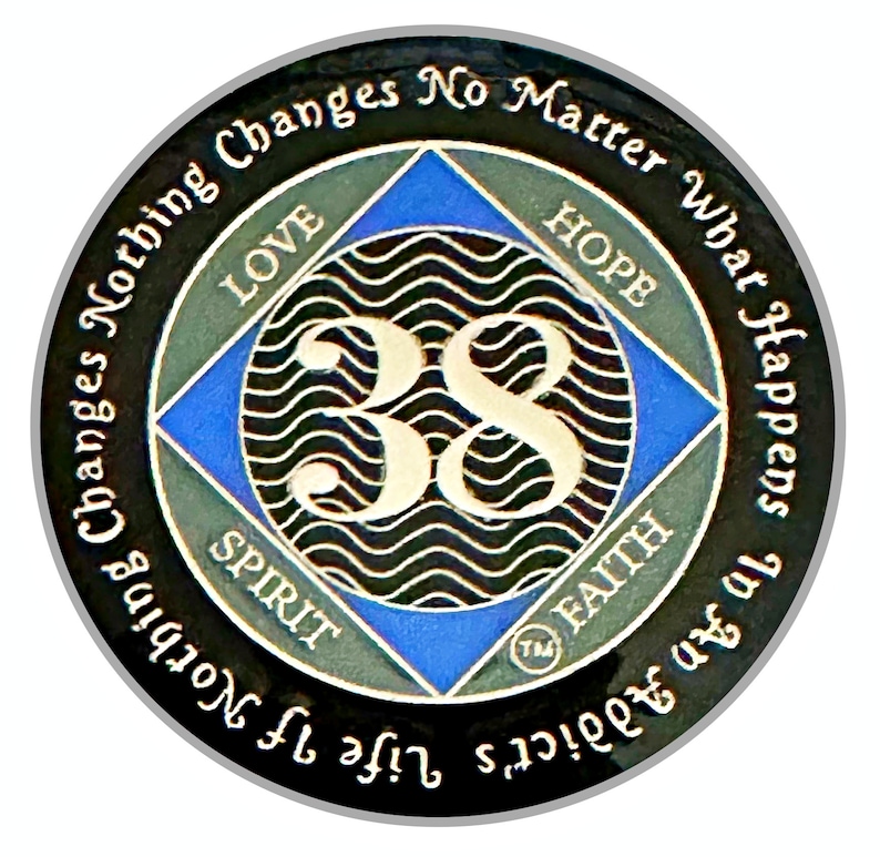 NA 38 Year Medallion: Silver & Blue Narcotics Anonymous Recovery Chip ...