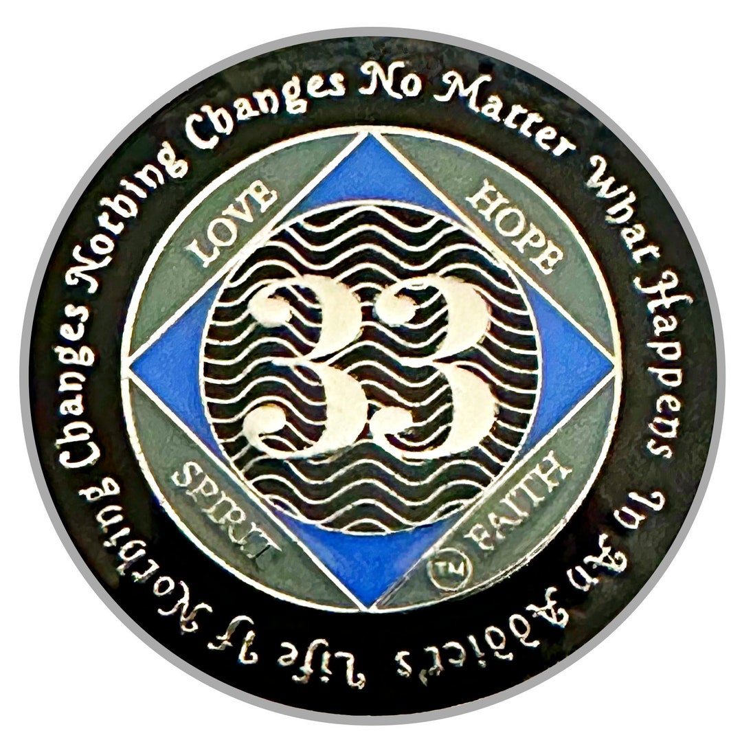 NA 33 Year Medallion: Silver & Blue Narcotics Anonymous Recovery Chip ...