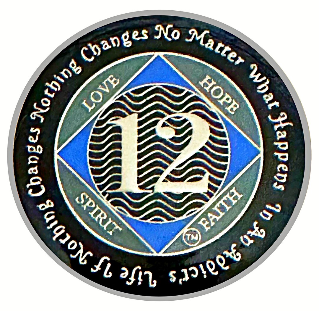 NA 12 Year Medallion: Silver & Blue Narcotics Anonymous Recovery Chip ...