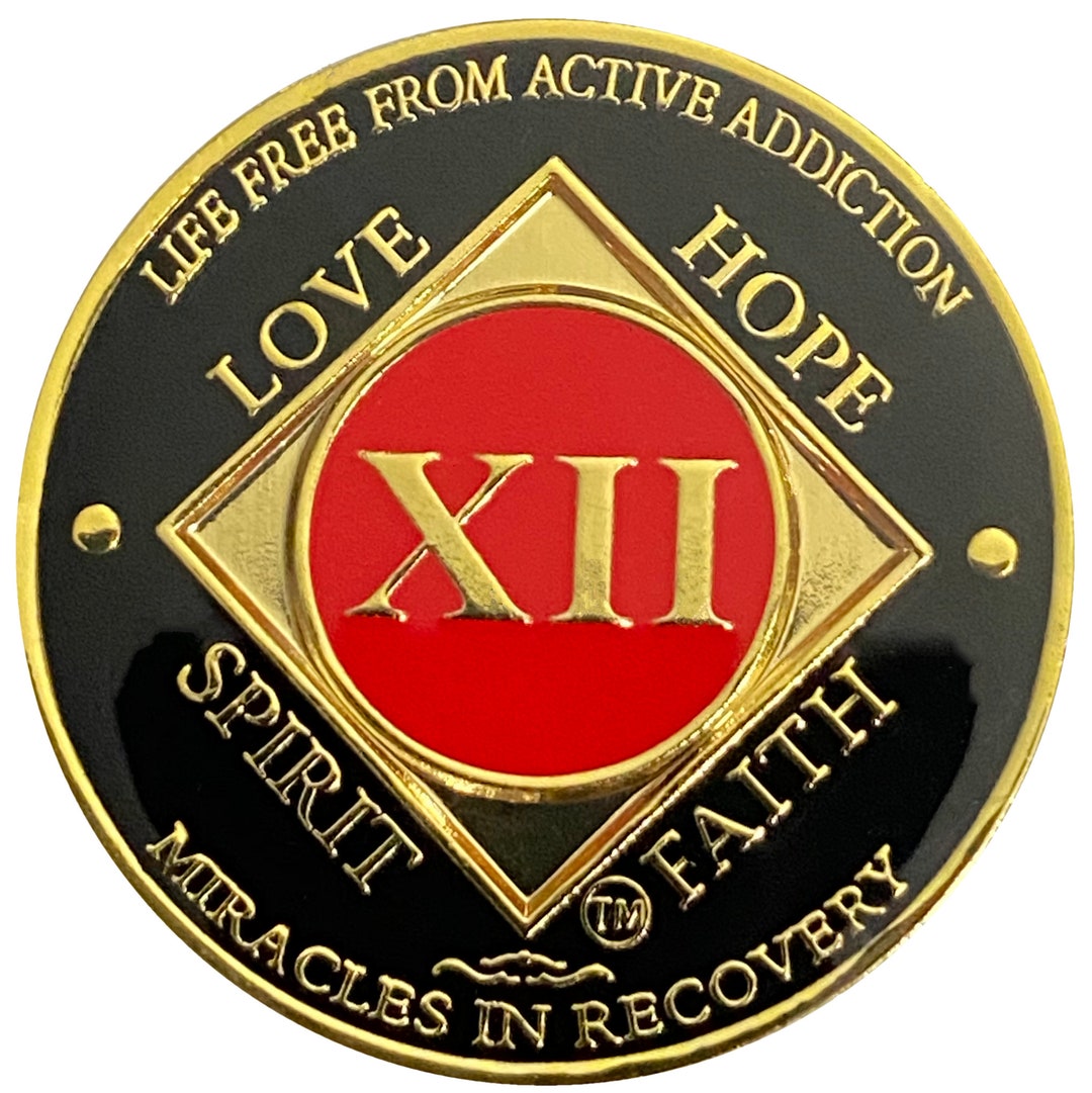 NA 12 Year Gold Color Plated-medallion, Narcotics Anonymous Coin ...