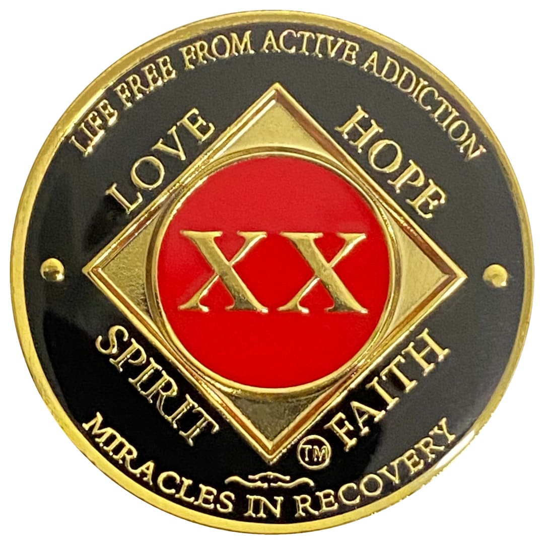 NA 20 Year Gold Color Plated-medallion, Narcotics Anonymous Coin ...