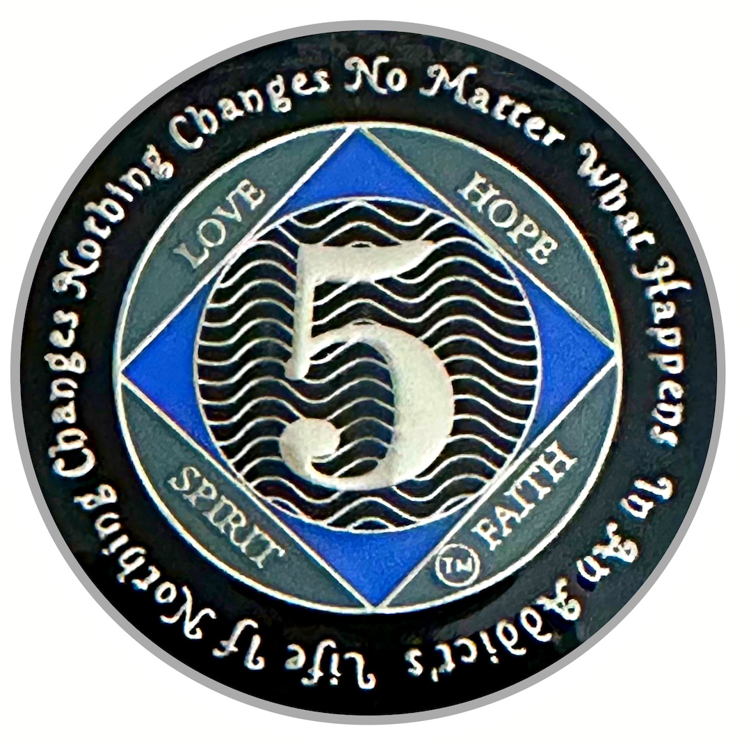 NA 5 Year Medallion: Silver & Blue Narcotics Anonymous Recovery Coin - Etsy