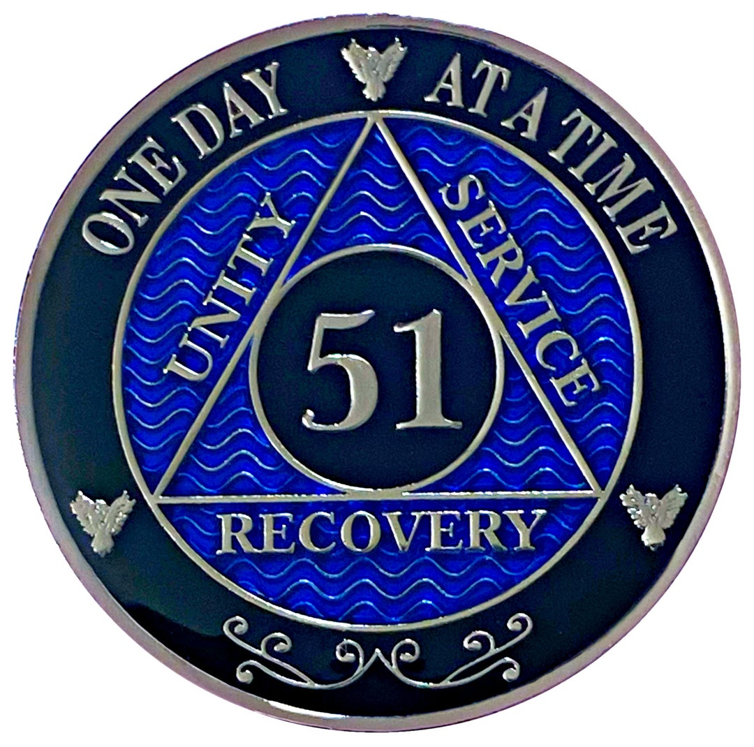 AA 51 Year Silver Color Plated-medallion, Recovery Chip, 12 Step Token ...