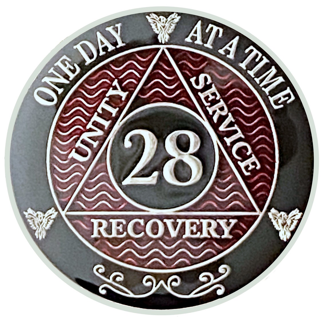 28 Year AA Coin Silver Color Plated Medallion Recovery Chip - Etsy