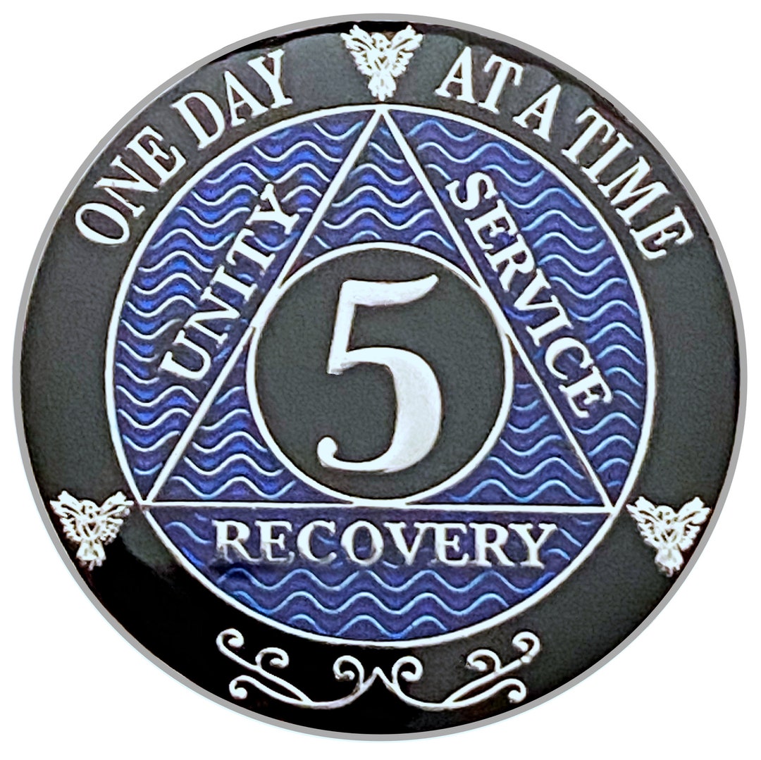 5 Year AA Coin Silver Color Plated-medallion, Recovery Chip, 12 Step ...