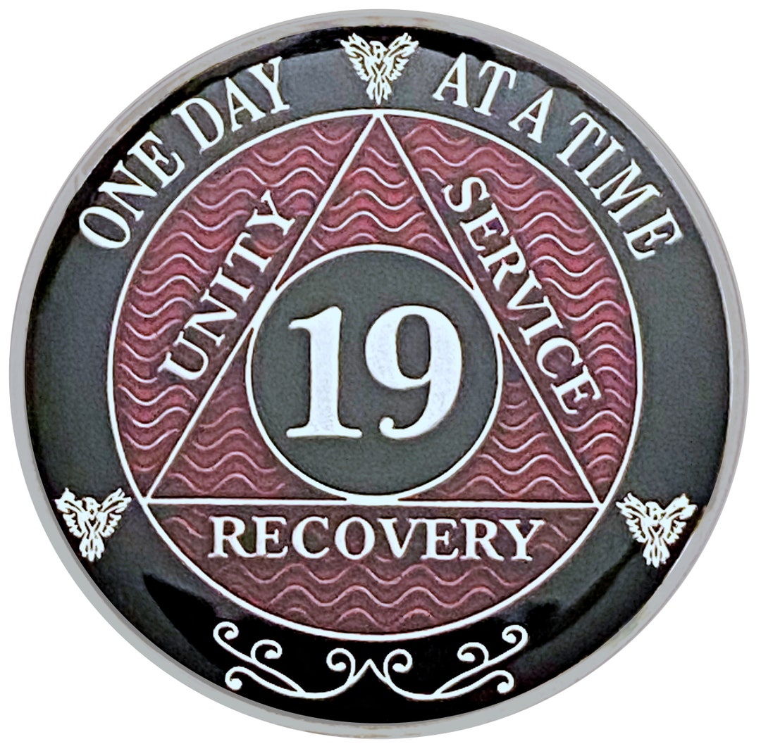 19 Year AA Coin Silver Color Plated Medallion, Recovery Chip, 12 Step ...