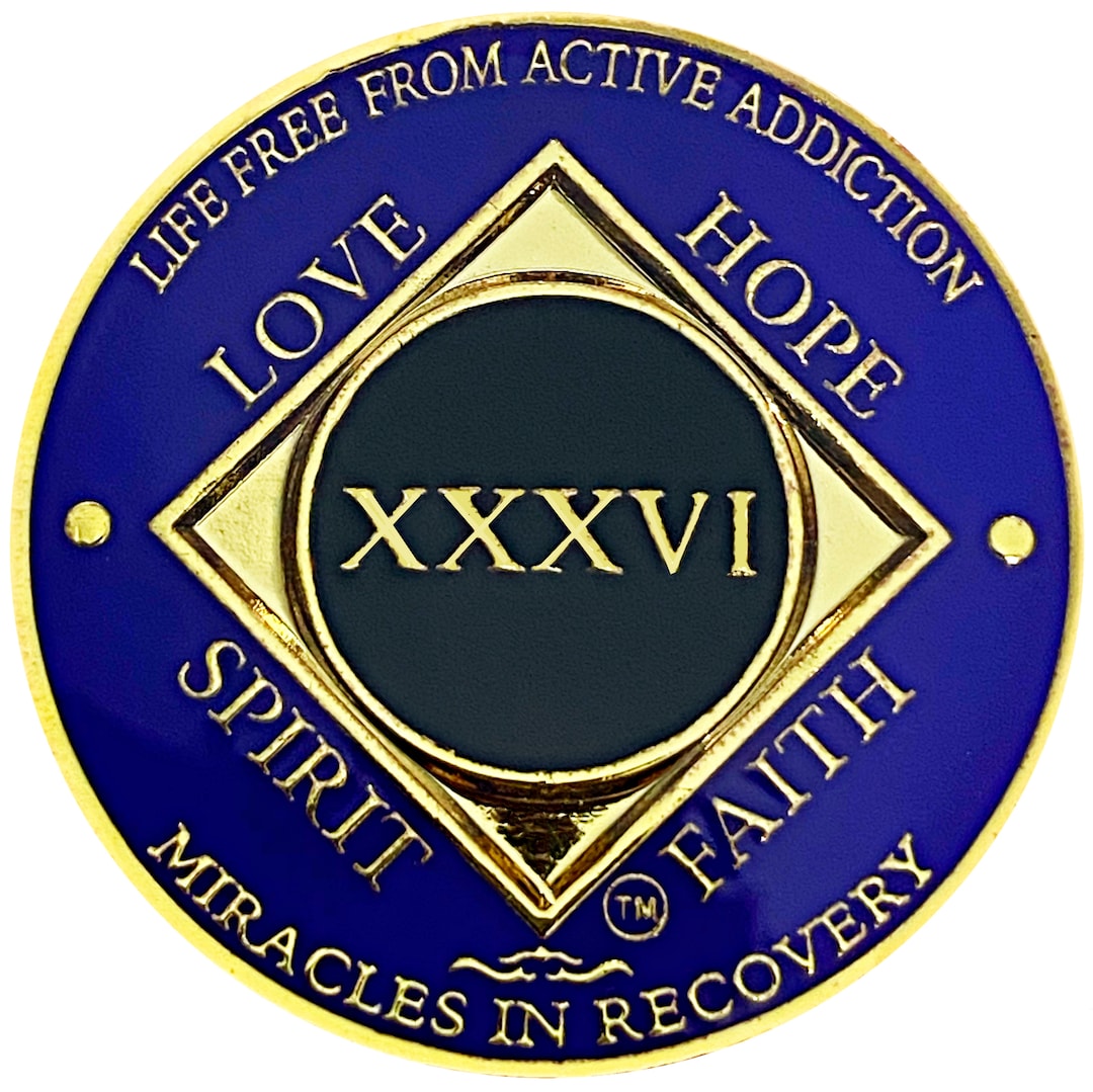 NA 36 Year Gold, Purple Color Plated Coin, Narcotics Anonymous ...