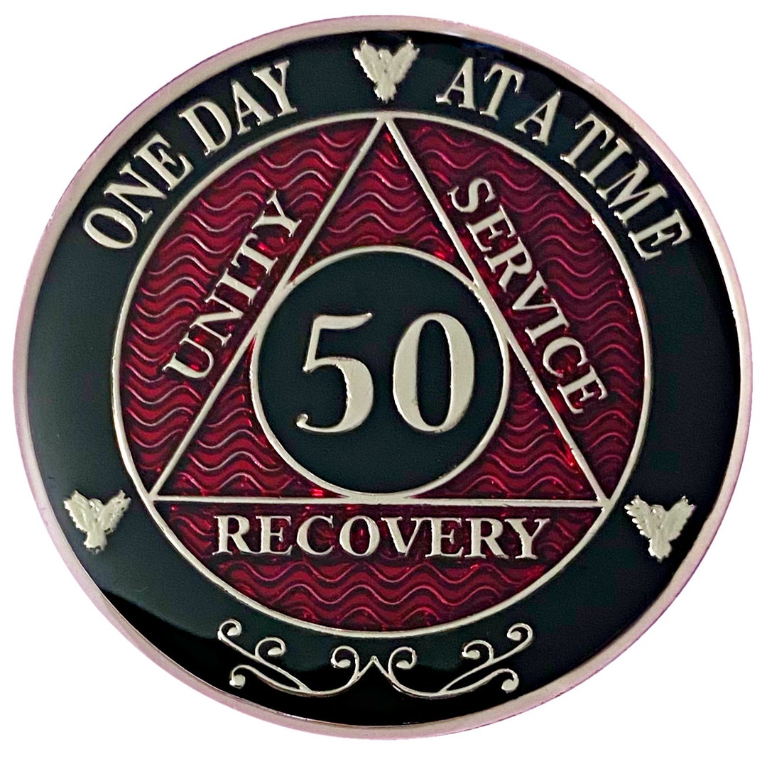 AA 50 Year Silver Color Plated-medallion, Recovery Chip, 12 Step Token ...