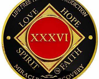 NA 36 Year Medallion, Narcotics Anonymous Coin (red, Gold, Black) - Etsy