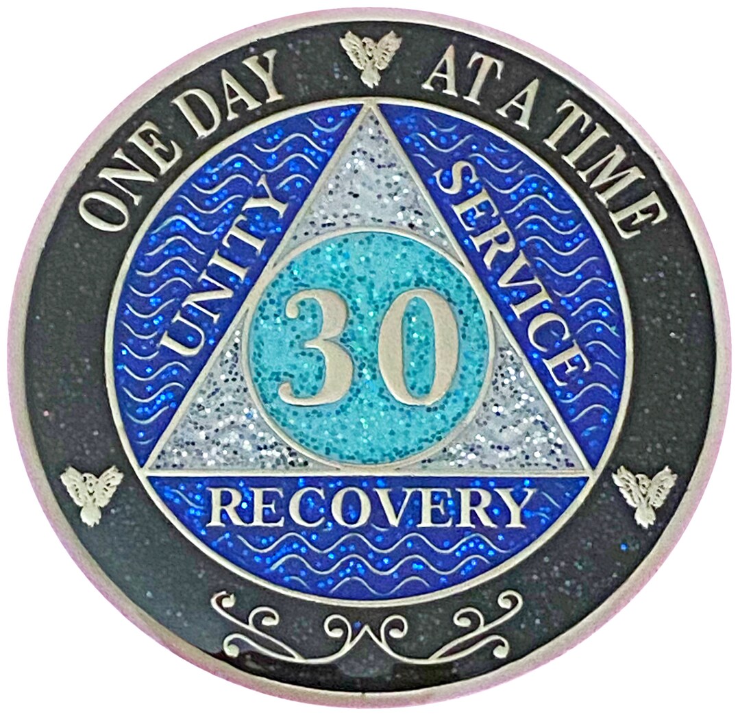 AA 30 Year Glitter Coin: Silver Color Plated Medallion - Etsy