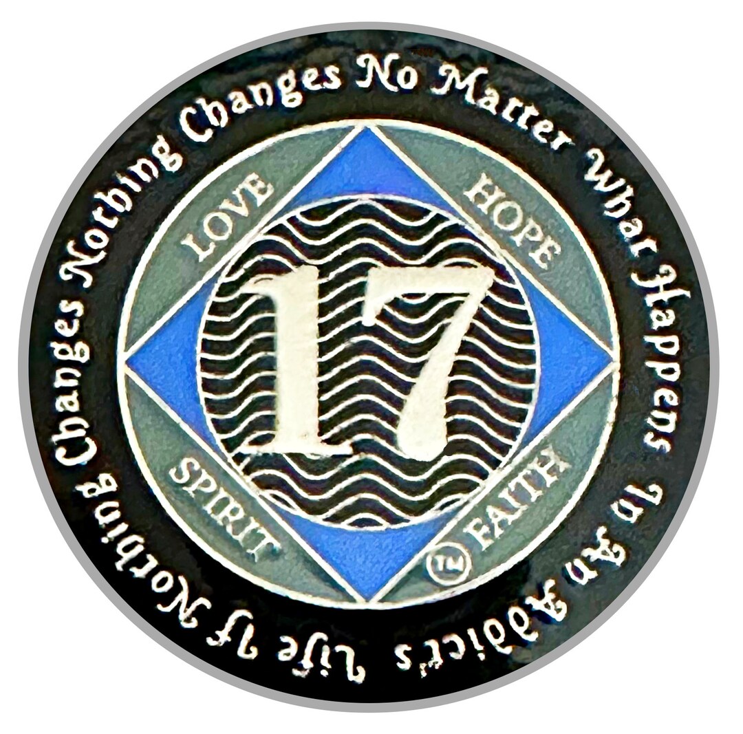 NA 17 Year Medallion: Silver & Blue Narcotics Anonymous Recovery Chip ...