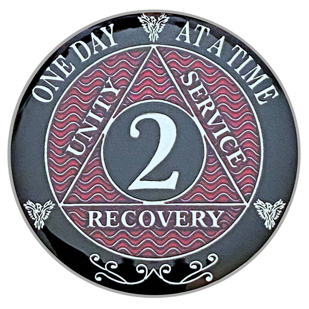 2 Year AA Coin Silver Color Plated Medallion, Recovery Chip, 12 Step ...