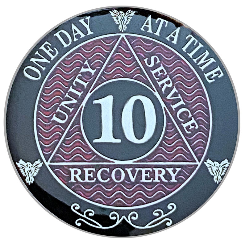 10 Year AA Coin Silver Color Plated Medallion Recovery Chip - Etsy