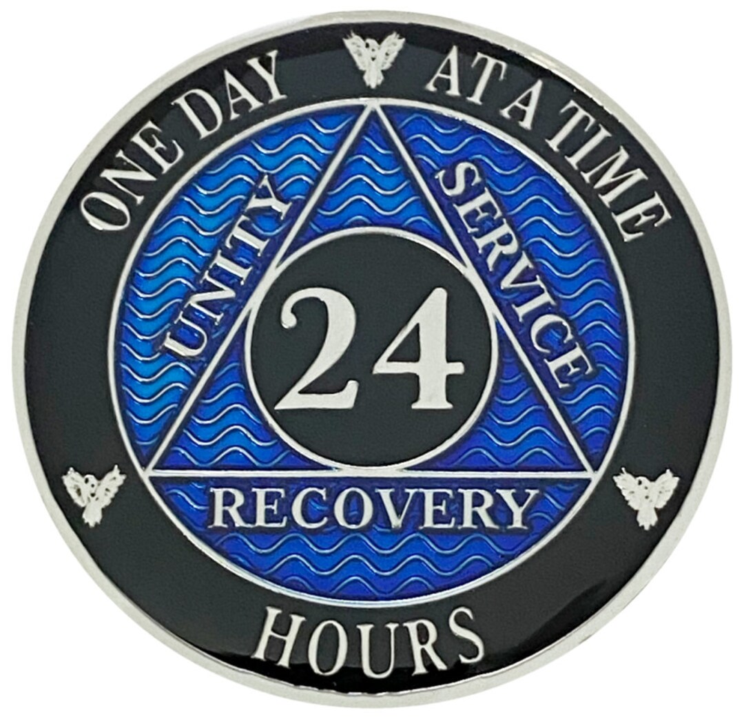 AA 24 Hours Silver Color Plated Coin, Alcoholics Anonymous Medallion - Etsy