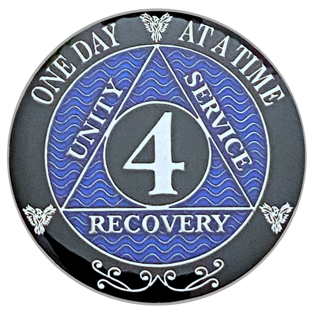 4 Year AA Coin Silver Color Plated-medallion, Recovery Chip, 12 Step ...