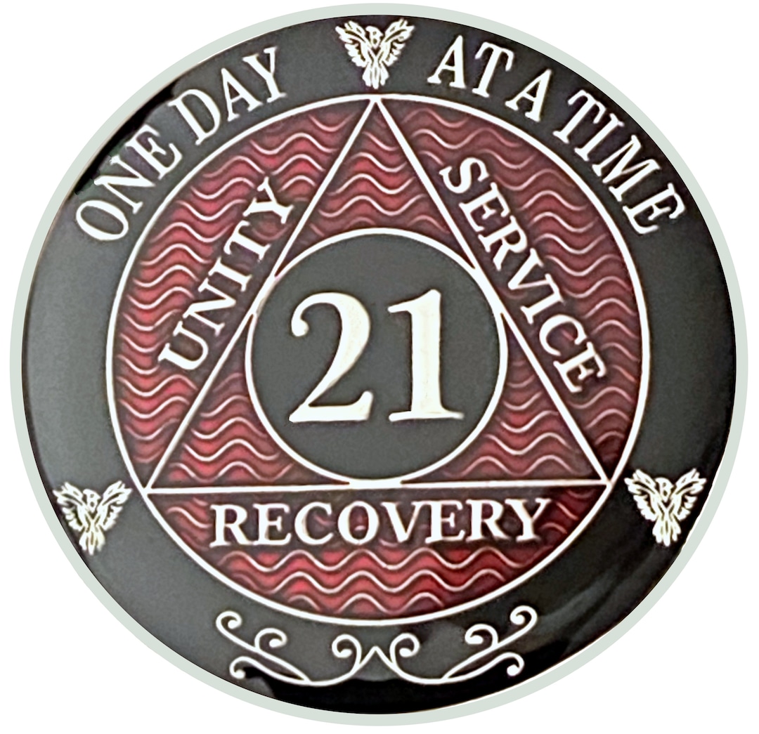 21 Year AA Medallion: Silver Color Plated Recovery Chip - Etsy