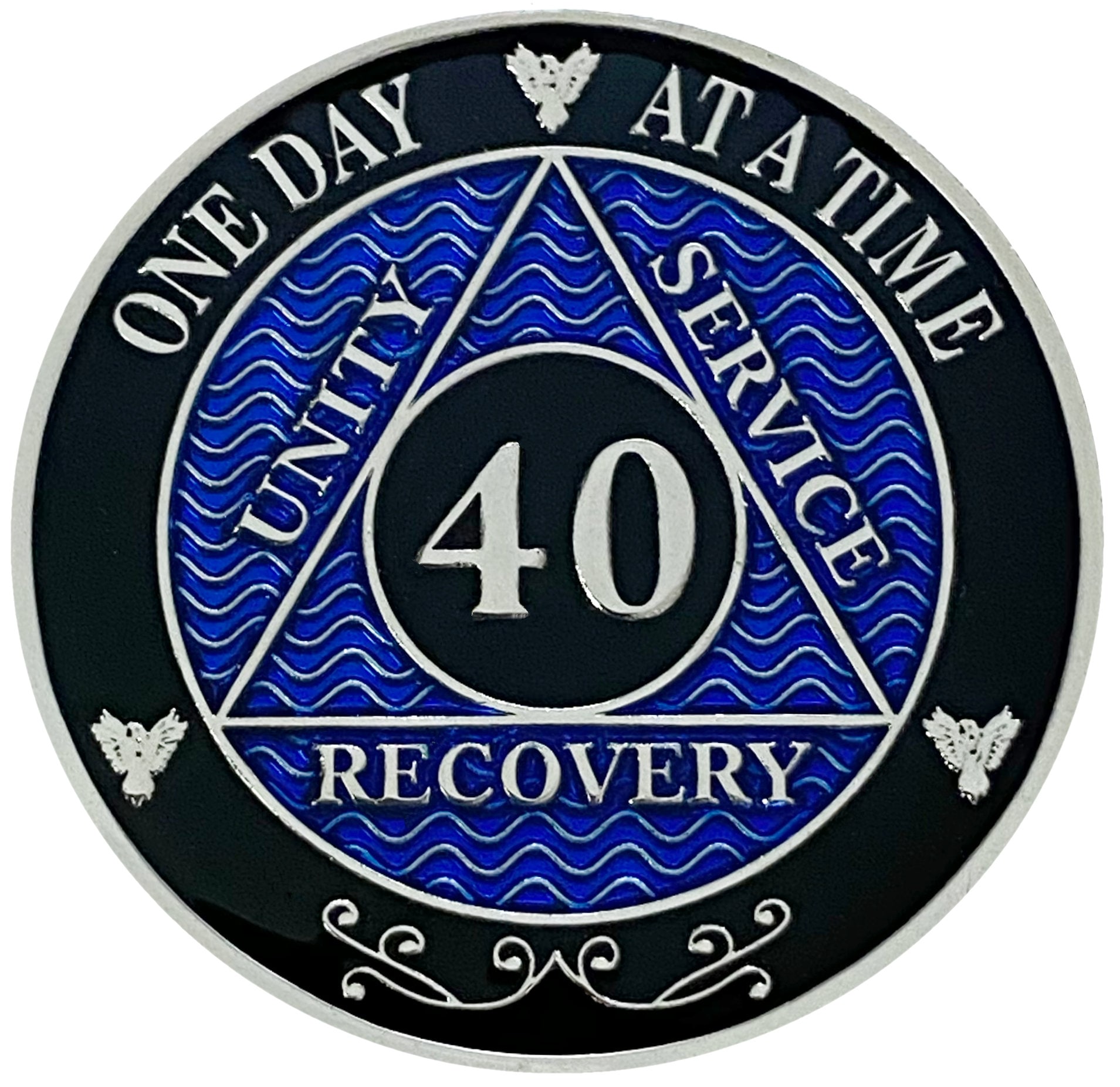 AA 40 Years Silver Color Plated Coin, Alcoholics Anonymous Medallion ...