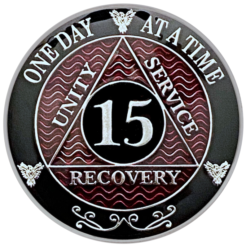 15 Year AA Coin Silver Color Plated Medallion Recovery Chip - Etsy
