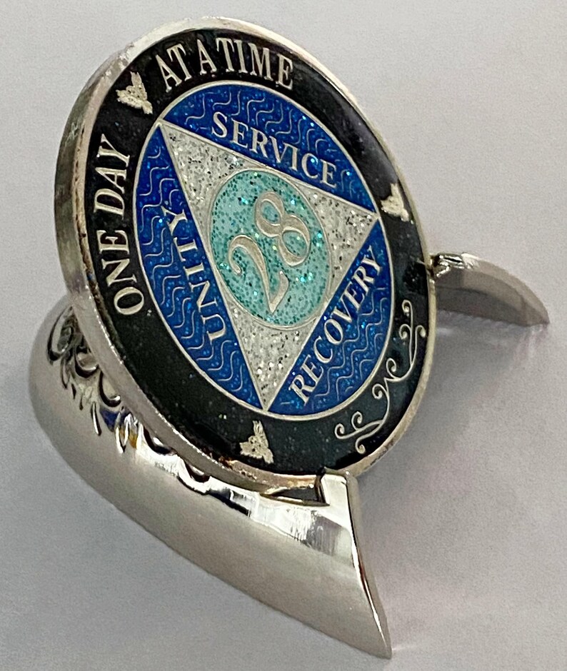 Silver Color AA & NA Medallion Holder: Universal Recovery Coin Desk ...