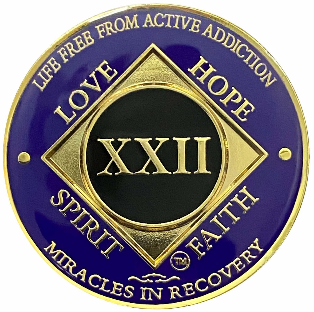 NA 22 Year Golden Recovery Medallion: Narcotics Anonymous Token - Etsy