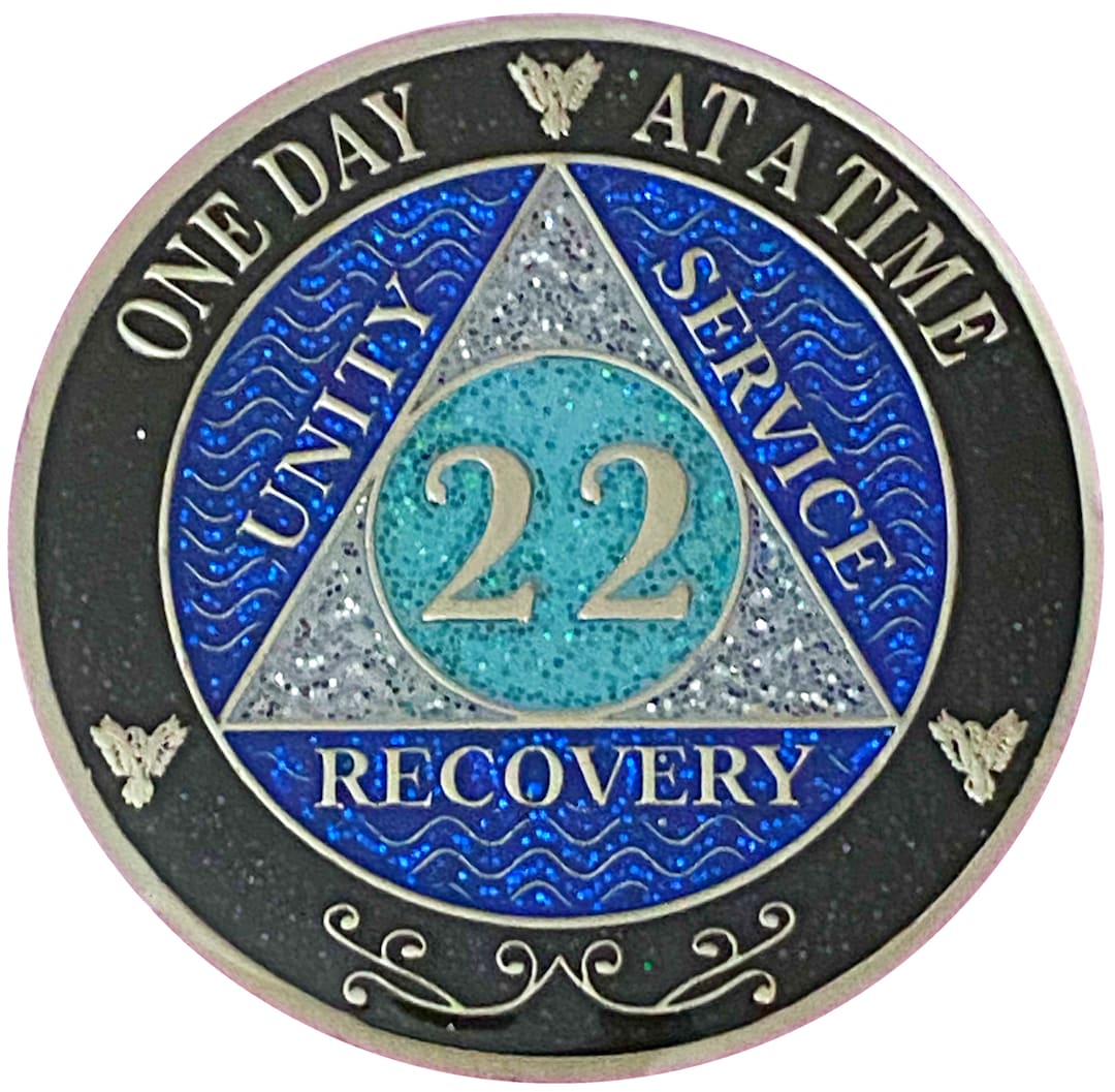 AA 22 Year Silver Color Plated Glitter Coin, Blue, Silver, Black ...