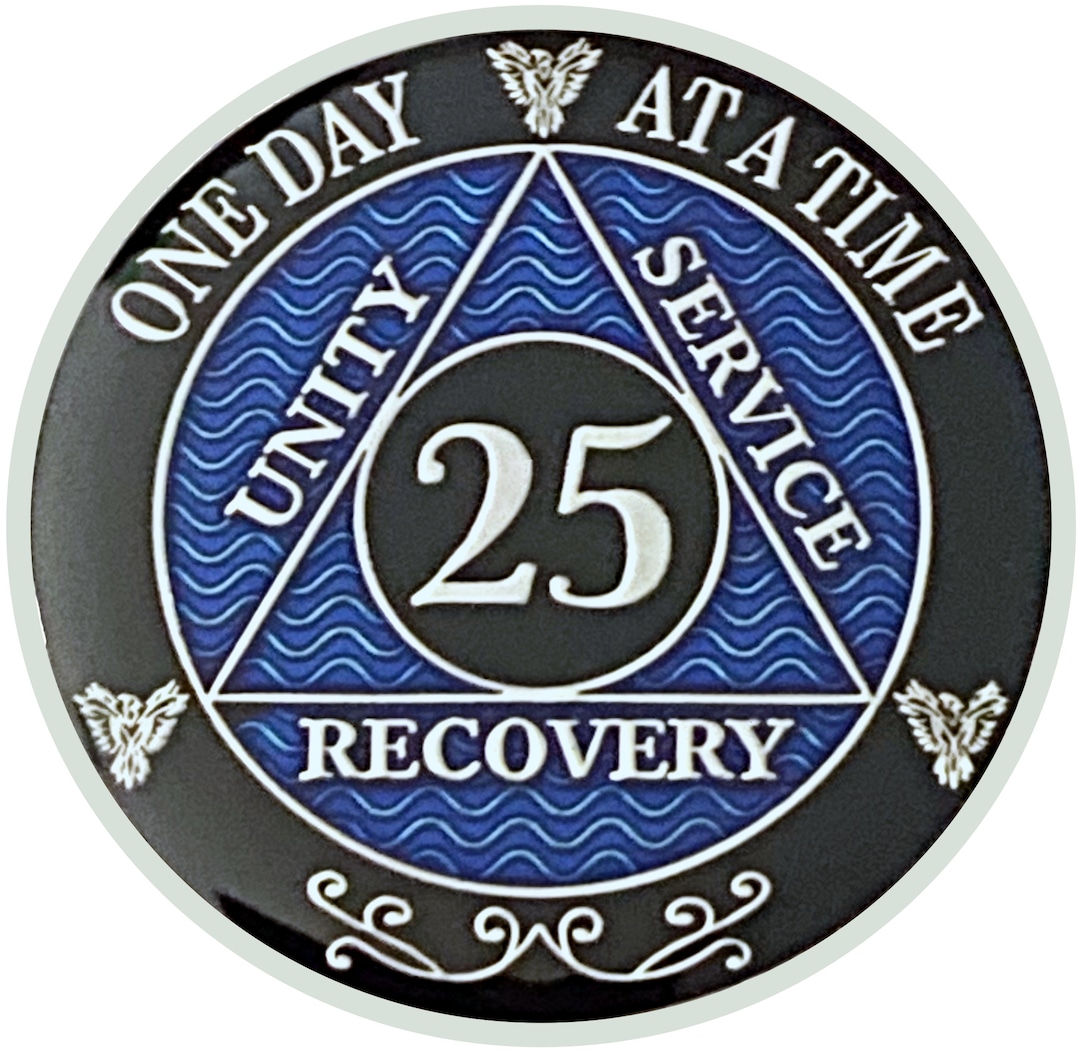 AA 25 Year Silver Color Plated Medallion, Recovery Chip, 12 Step Token ...