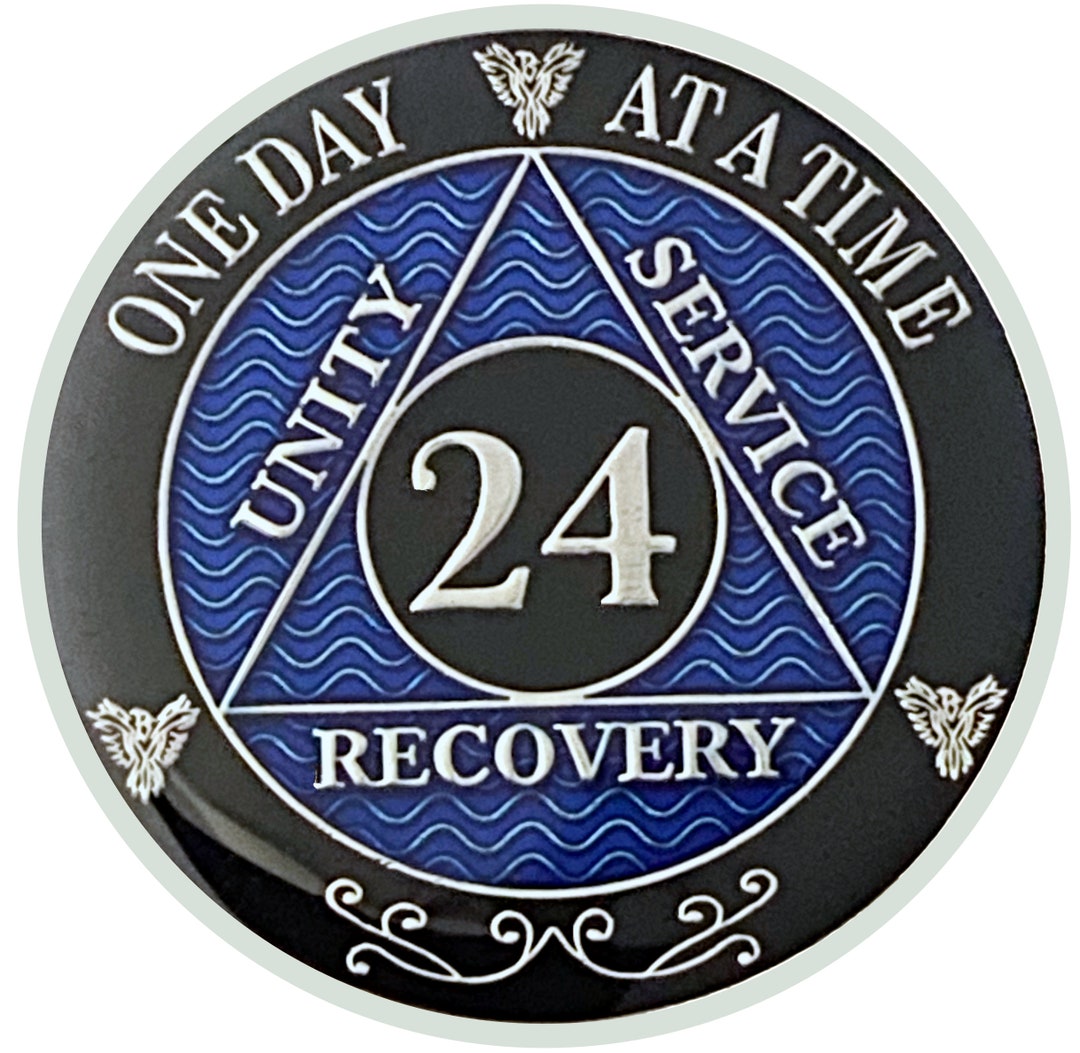 24 Year AA Coin Silver Color Plated Medallion, Recovery Chip, 12 Step ...