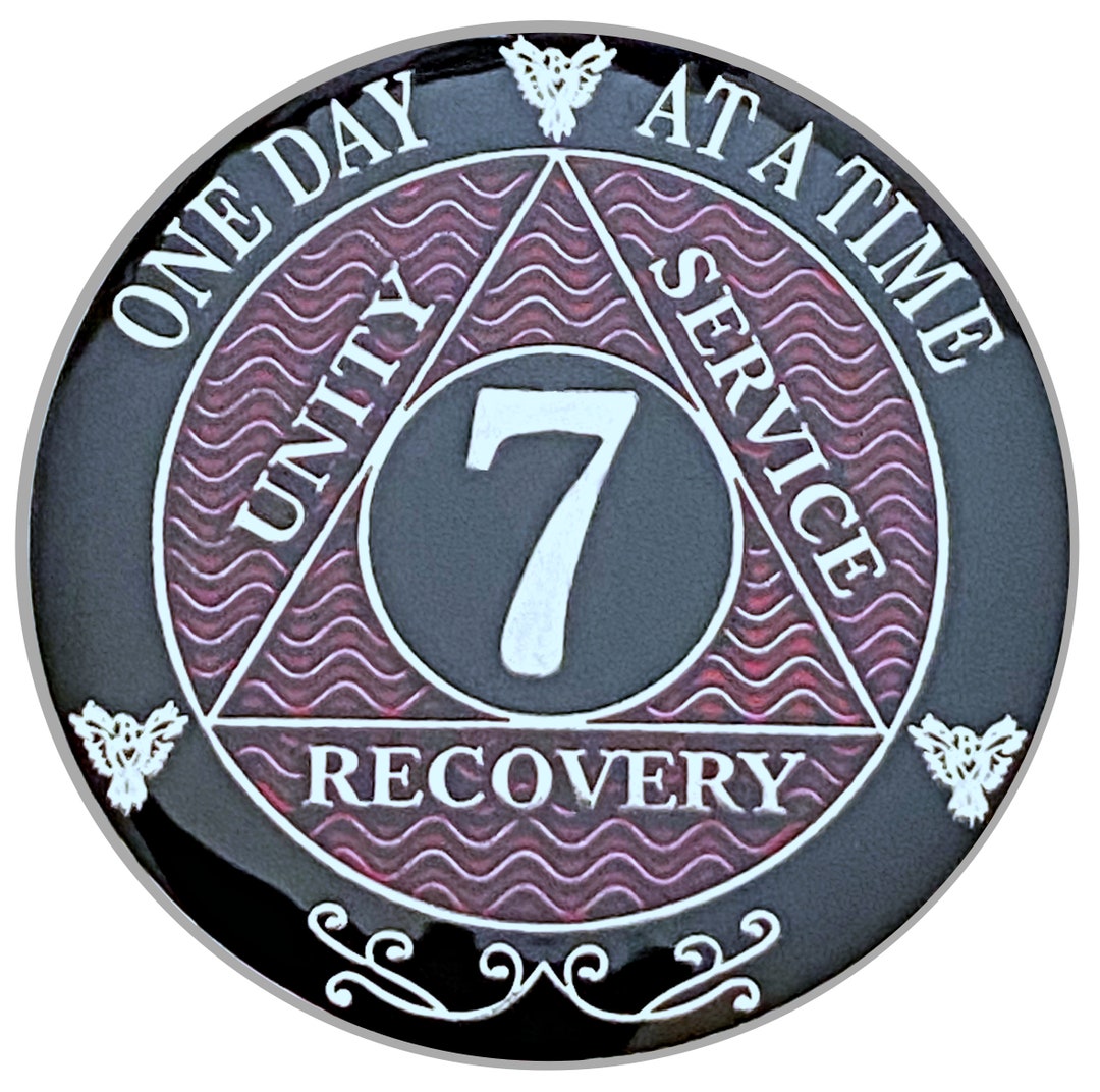 7 Year AA Coin Silver Color Plated-medallion, Recovery Chip, 12 Step ...