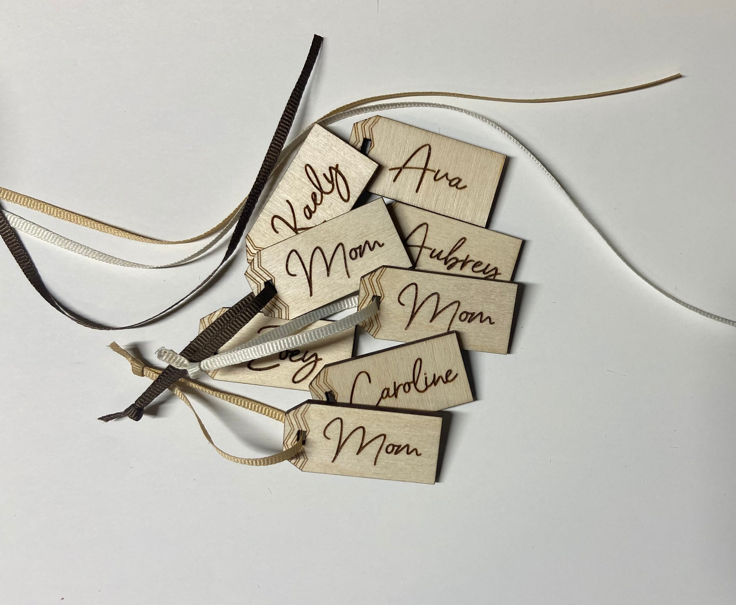 Mini Engraved Custom Wood Tags With or Without Chevron - Etsy
