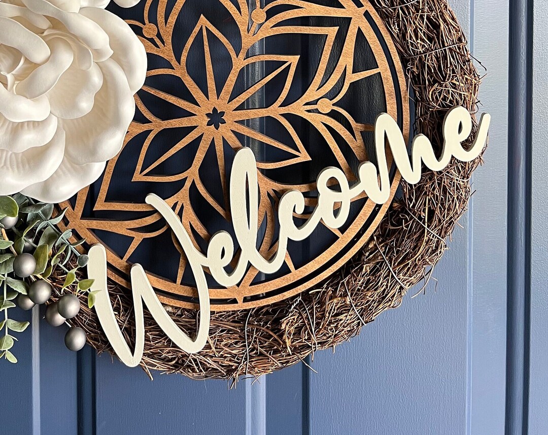 Welcome Wood Cutout Sign - Etsy