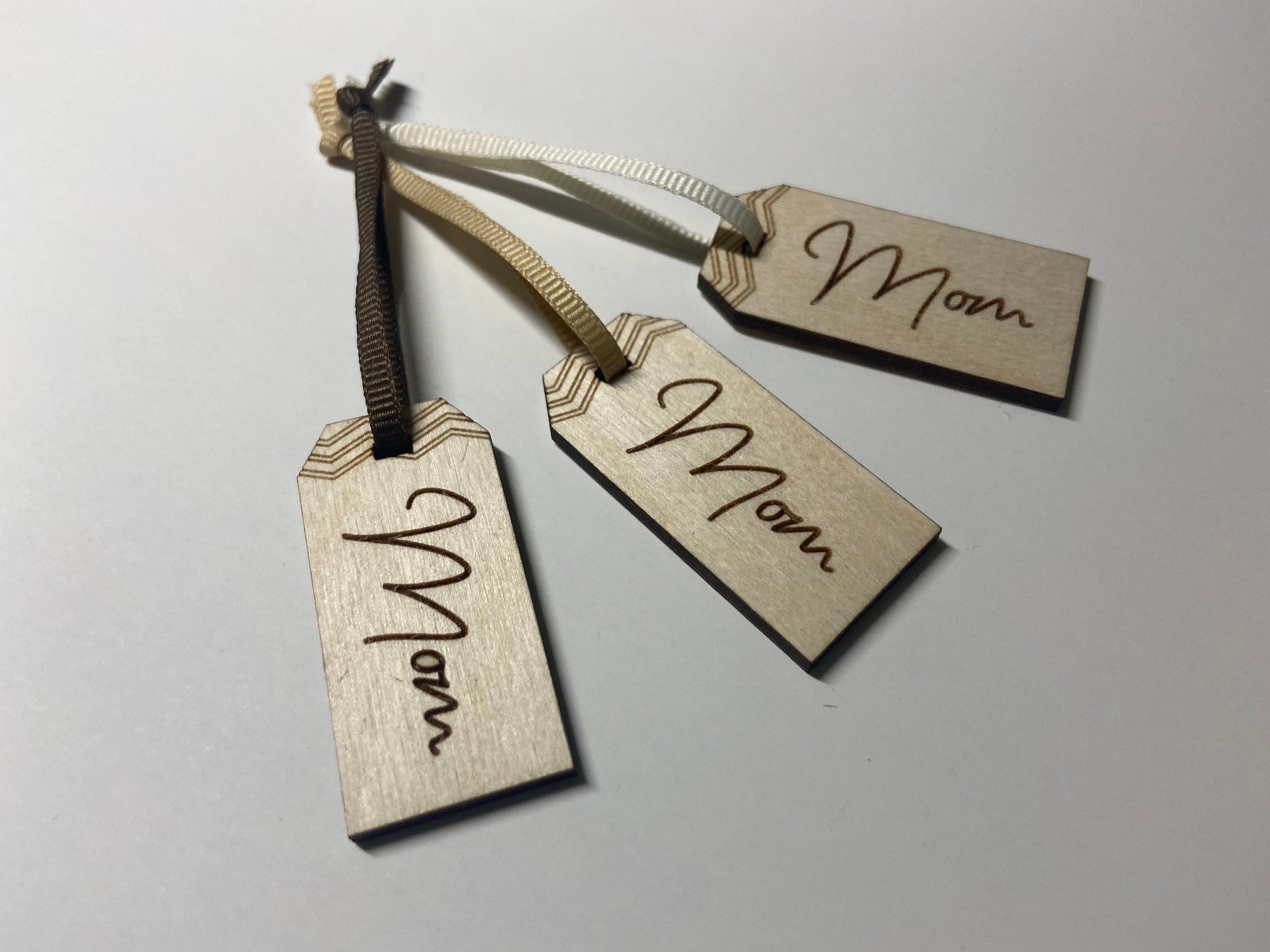 Mini Engraved Custom Wood Tags With or Without Chevron - Etsy