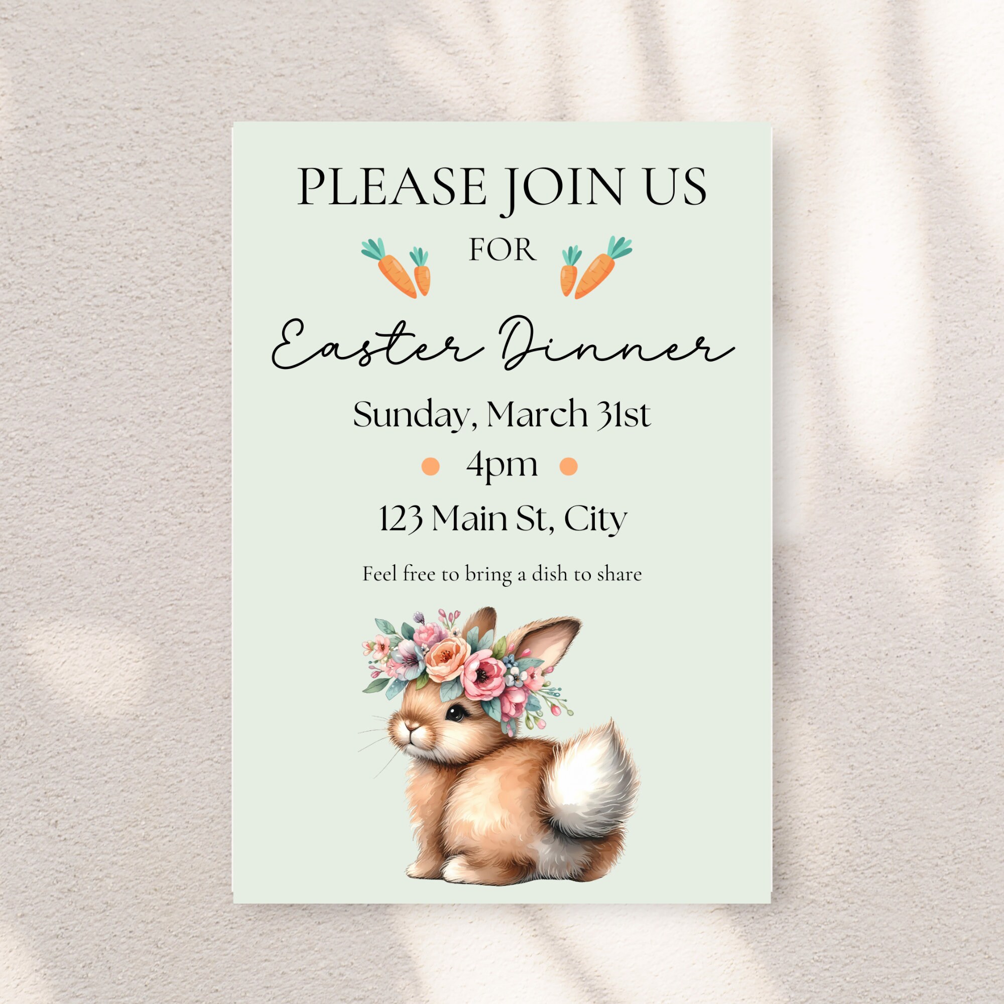 Easter Bunny Dinner Invitation Digital Template - Etsy