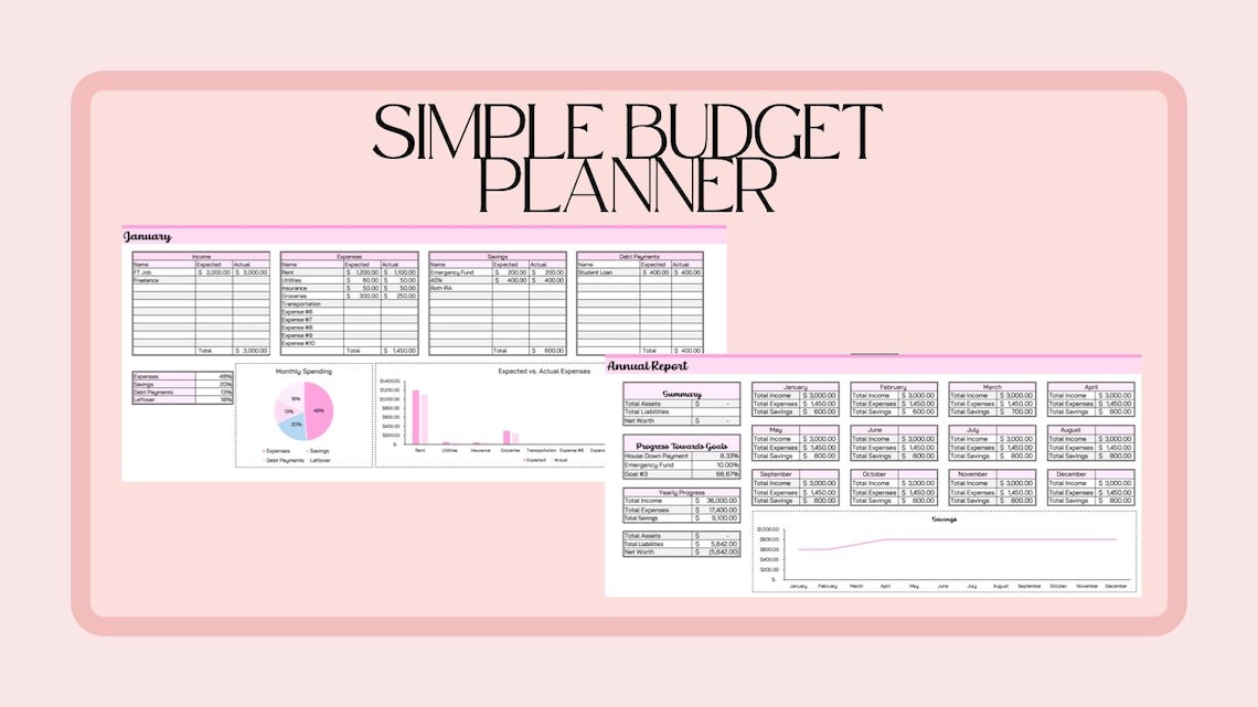 Monthly Budget Excel Template | Personal Finance | Simple Savings ...