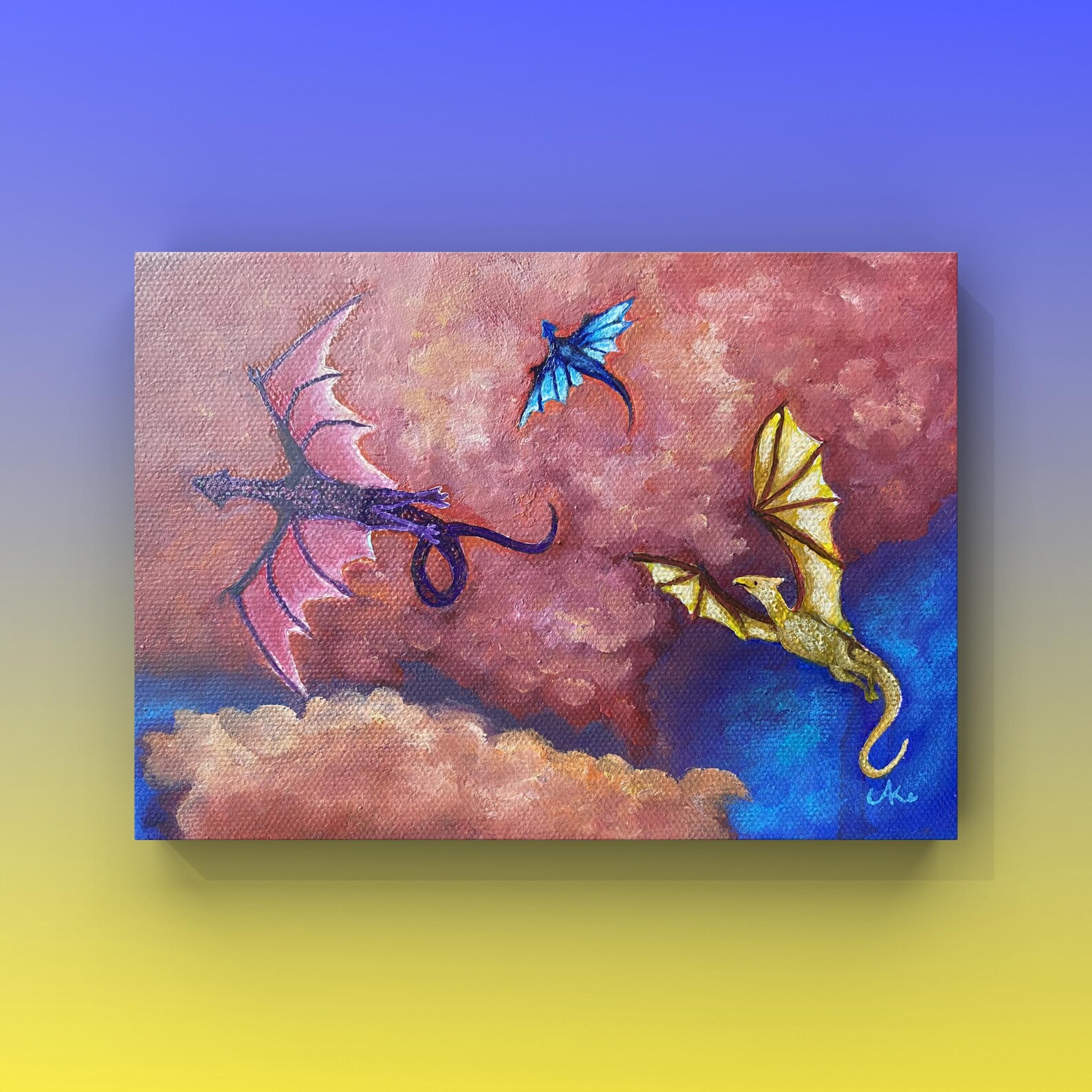 Echoes of the Dragon's Roar - Fantasy Dragons Flying in Red Clouds ...