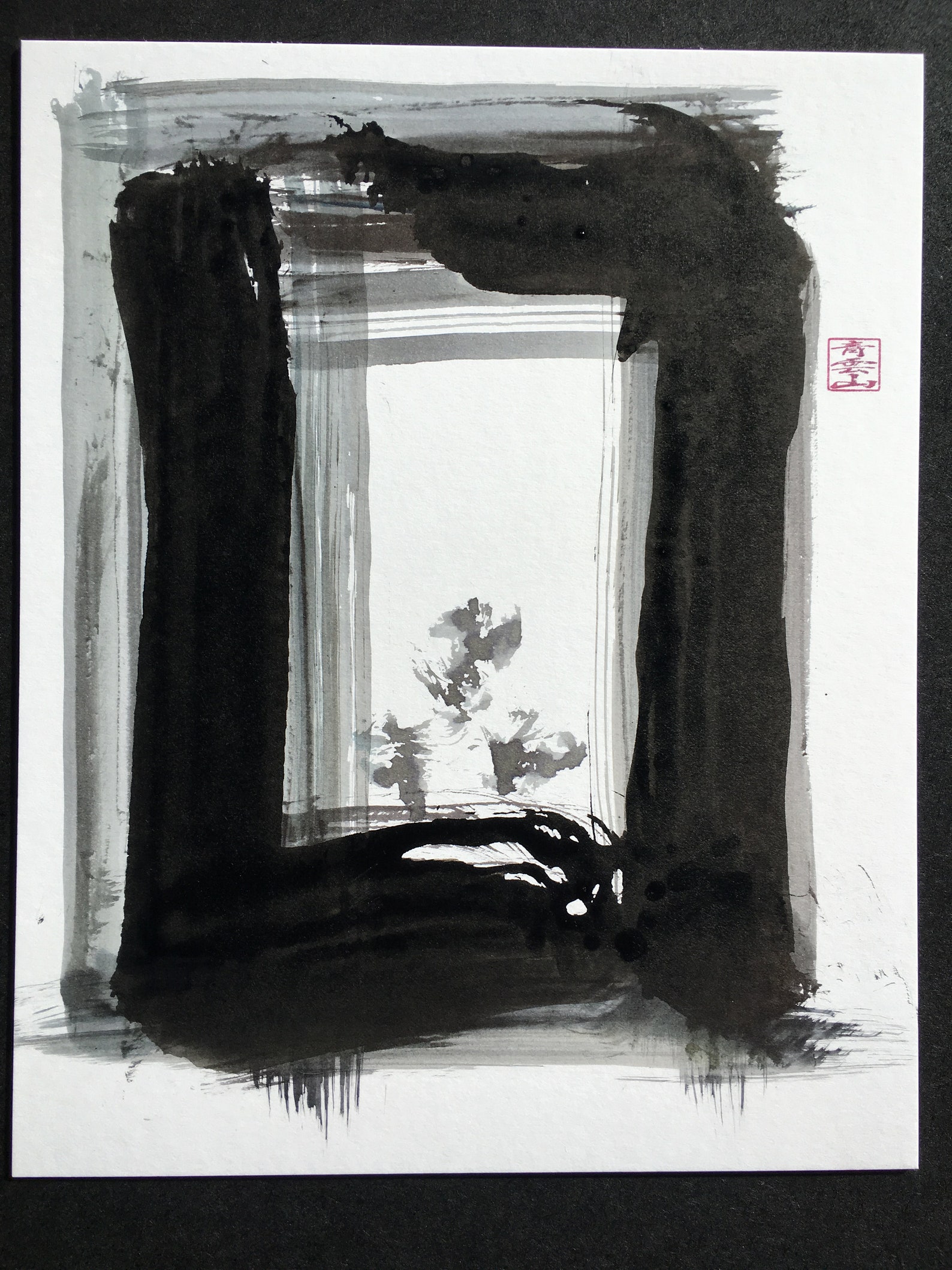 Abstract Zen / Chan Art Original Ink & Brush Painting Sumi zen Gate ...