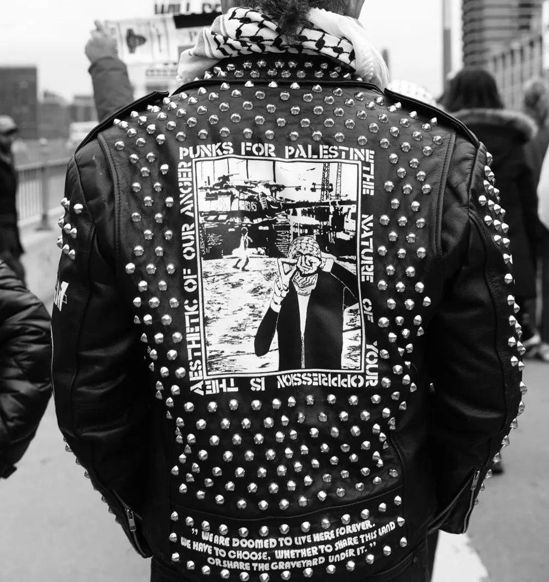 Punks for Palestine Taqbir Haram Punk Leatherjacket Size M Handpainted ...