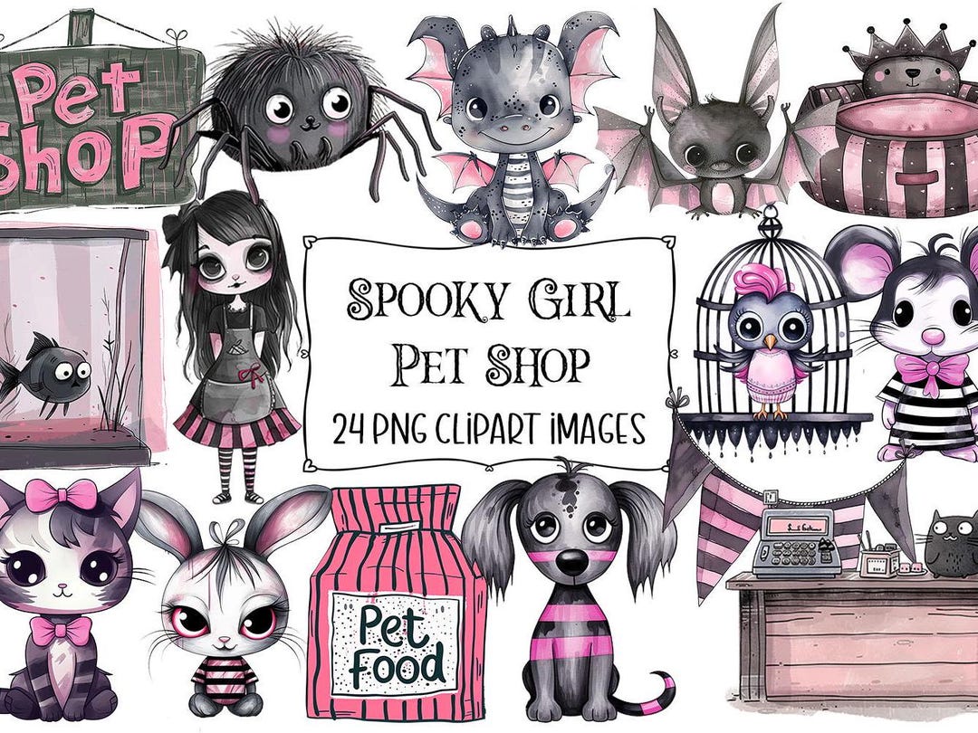 Spooky Girl Pet Shop Animal Pastel Goth PNG Clipart Sublimation ...