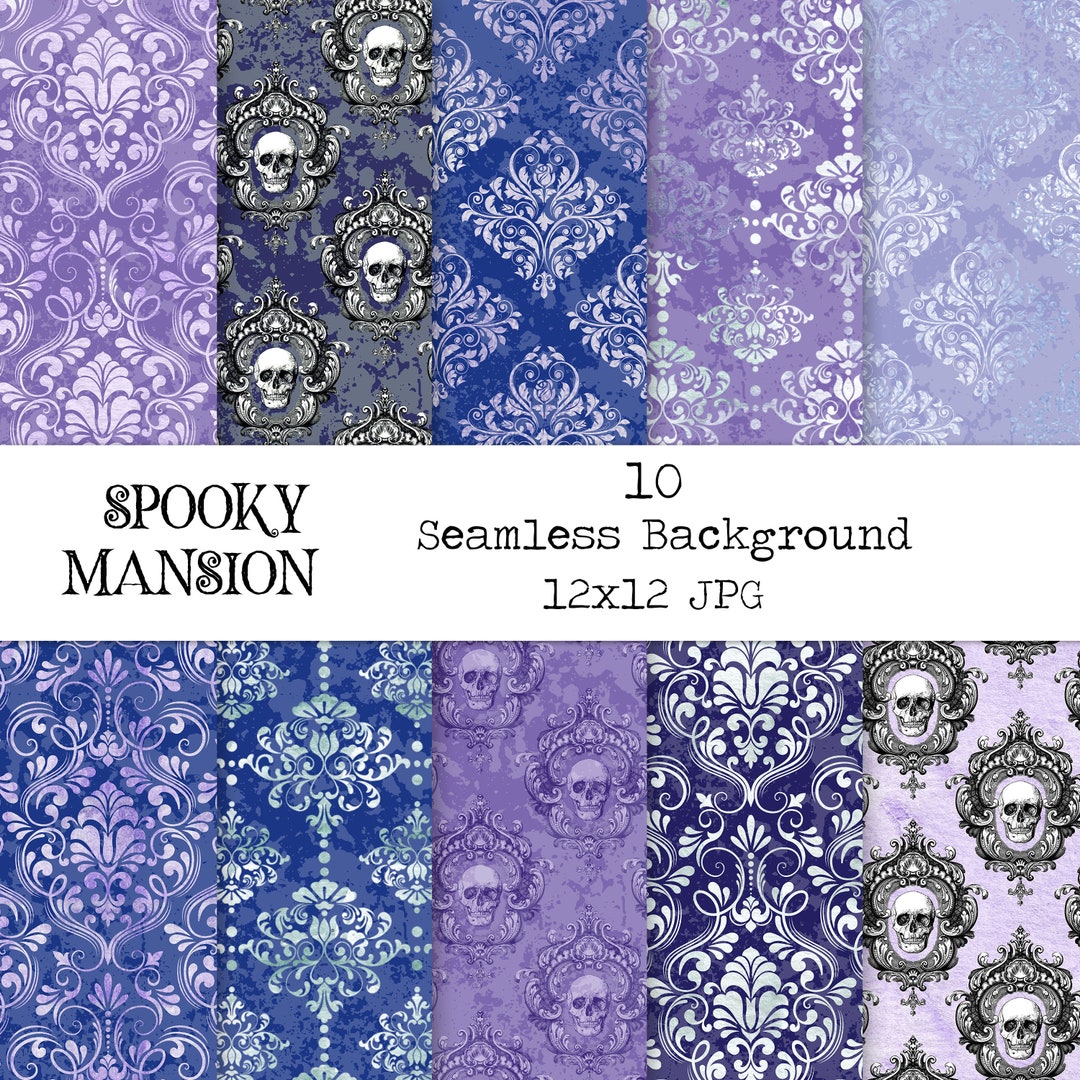Haunted Mansion Halloween Seamless Digital Paper 12x12 Scrapbook ...