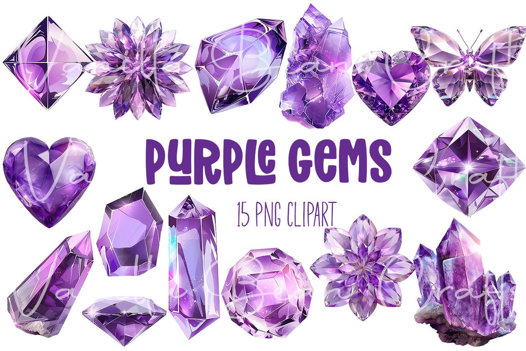 Purple Amethyst Gem Gemstone PNG Clipart Sublimation Printable - Etsy