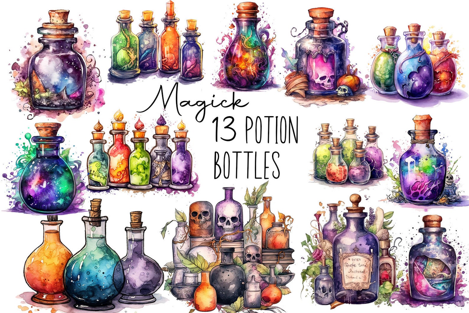 Halloween Witch Potion Bottle PNG Clipart Sublimation Printable - Etsy